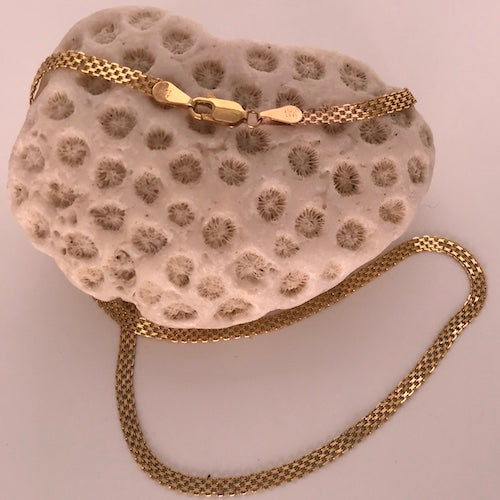 Italian 14K Gold Flat Mesh Link Chain Necklace