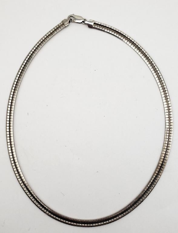 Italian Sterling Silver Classic Design Omega Necklace